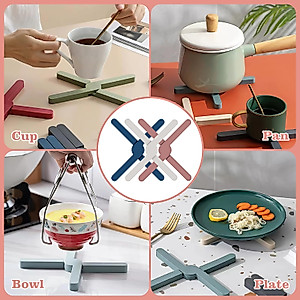 7 Pcs Silicone Trivets for Hot Dishes, Foldable Silicone Trivets for Hot Pots and Pans, Anti-Slip Heat Water Resistant Silicone Pot Holders