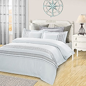 Superior Burlington 100% Cotton Duvet Cover Set with 1 Pillow Sham, Embroidered White Duvet Cover with Pintucked Details - Twin/Twin XL