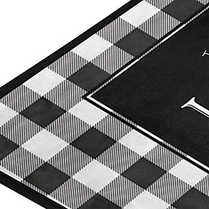 Black White Buffalo Plaid Laundry Room Rugs Sunflower Non Slip Laundry Mats Farmhouse Kitchen Floor Mat Bathroom Laundry Room Decor Accessories 39" X 20"