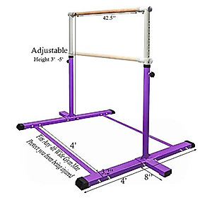 SL Power Gymnastic Kip Bar,Horizontal Bar for Kids Girls Junior,3' to 5' Adjustable Height,Home Gym Equipment,Ideal for Indoor and Home Training,1-4 Levels,300lbs Weight Capacity