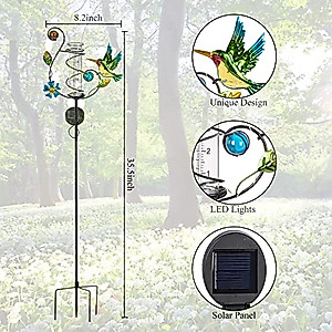 Stargarden Hummingbird Rain Gauge Outdoor Solar LED Lights Rain Gauge Decorative Waterproof for Yard Garden Patio Lawn