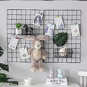 GBYAN Wall Grid 2 Pack Grid Wall Panels Wall Organizer Picture Board for Room and Office Photo Display Board with Clips, 25.6"x17.7"