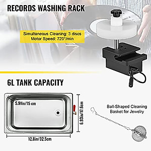 VEVOR Ultrasonic Vinyl Record Cleaner 6L 40kHz Vinyl Ultrasonic Cleaning Machine Knob Control Record Ultrasonic Cleaner 4 Records Vinyl Sonic Cleaner Stainless Steel Tank w/Mechanical Heater & Timer