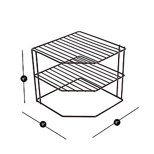 Smart Design 3-Tier Corner Shelf Storage – Bronze – Heavy Duty Steel Pantry Organizer with Rust-Resistant Finish and No-Scratch Bottom for Easy Home Organization and Storage