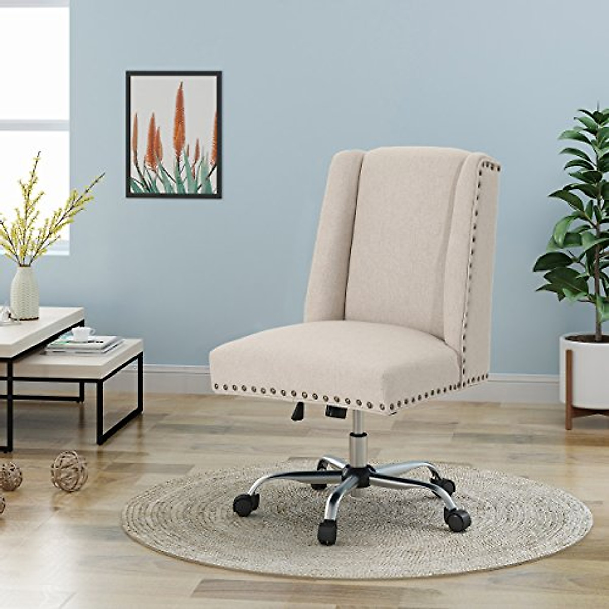 Great Deal Furniture Quentin Home Office Fabric Desk Chair, Wheat