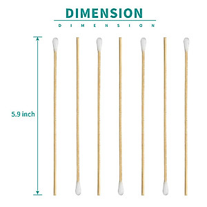 Yinghezu 200 Pcs Count 6" Inch Long Cotton Swabs with Wooden Handles Cotton Tipped Applicator, Cleaning with Wood Handle for Oil Makeup Gun Applicators, Eye Ears Eyeshadow Brush and Remover Tool