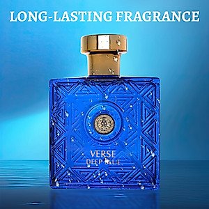 NovoGlow Verse Deep Blue, Eau de Parfum Spray Perfume, Fragrance For Men- Daywear, Casual Daily Cologne 3.4 Oz Bottle- Ideal EDP Beauty Gift for Birthday, Anniversary