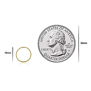 14k Yellow Gold Women's Endless Tube Hoop Earrings 1mm Thick x 10mm Diameter