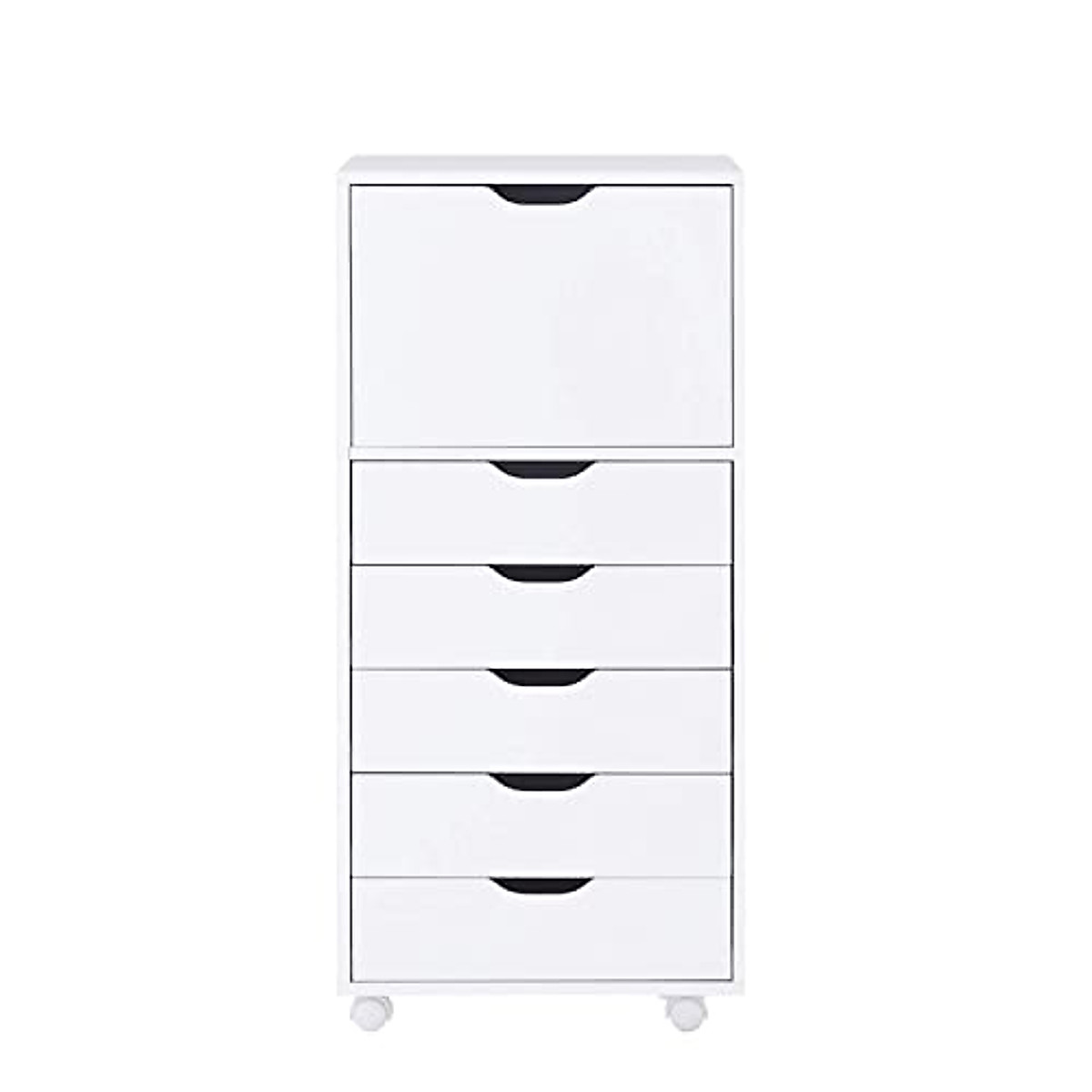 Naomi Home Carly 6-Drawer Office Storage File Cabinet on Wheels, Mobile Under Desk Filing Drawer Unit, Craft Storage Organization for Home, Office – White