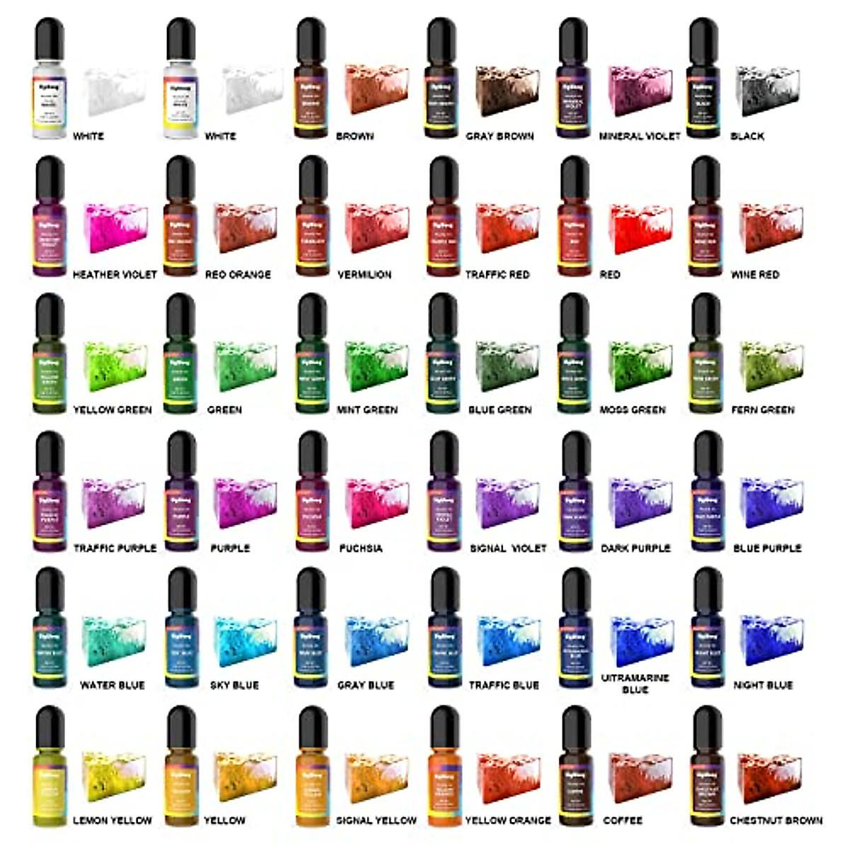 Alcohol Ink Set - 36 Bottles Vibrant Colors High Concentrated Alcohol-Based Ink, Concentrated Epoxy Resin Paint Colour Dye Great for Resin Petri Dish, Coaster, Painting, Tumbler Cup Making(10ml Each)