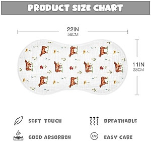 vvfelixl Muslin Burp Cloths Cows Wildflowers Baby Washcloths for Baby Girl Boys 2 Pack White