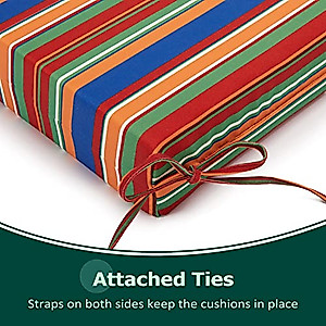 HARBOREST Indoor/Outdoor Chair Cushions Set of 4 Waterproof,Square Corner Outdoor Cushions for Patio Furniture - Patio Chair Cushions with Ties,18.5"x16"x3",Rainbow Stripes