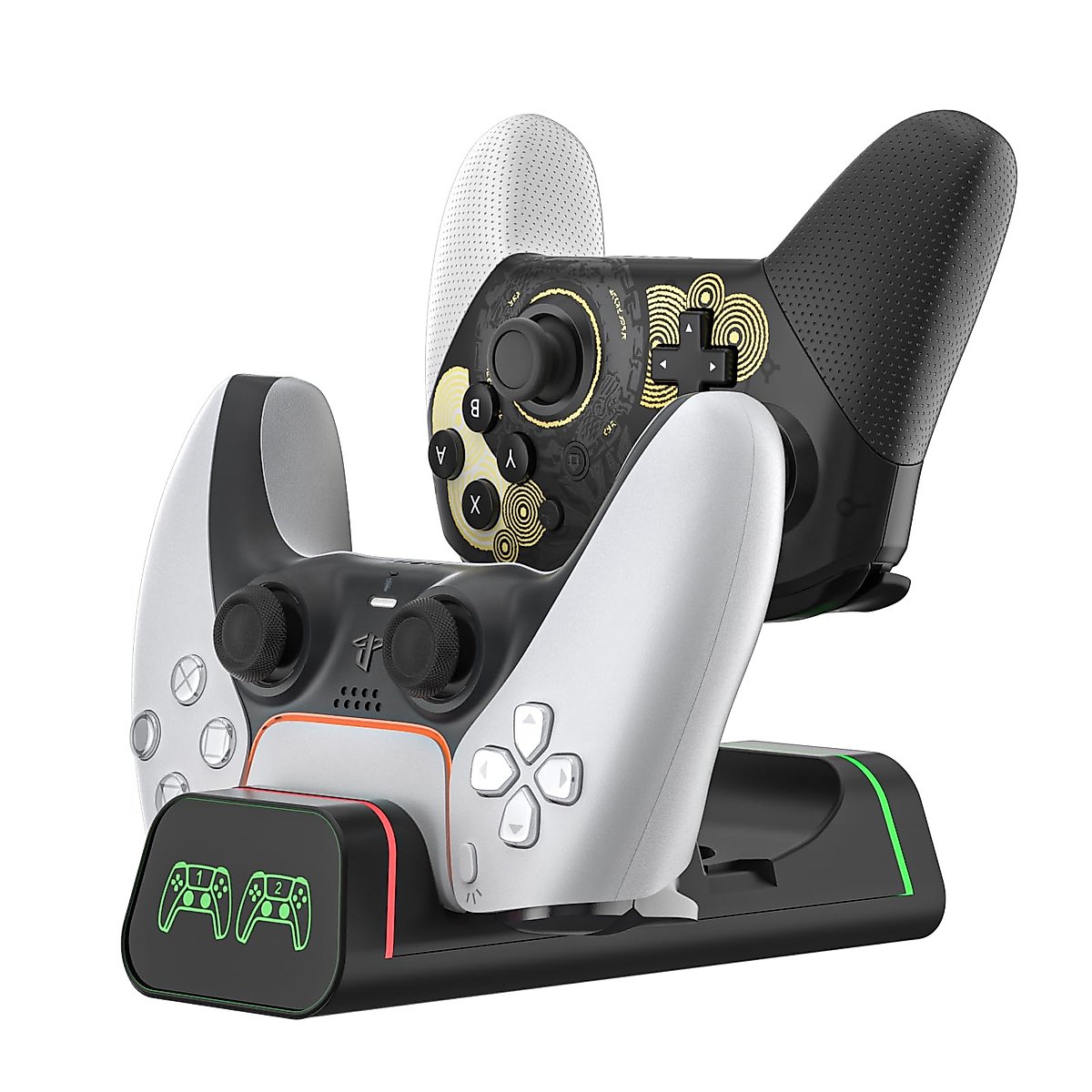 ECHZOVE PS5 Charging, PS5 Charger, Charging Dock for PS5 Controller, Xbox Series S/X Controller, Nintendo Switch Pro Controller, Google Controller (NOT for Power A Pro Conteoller)