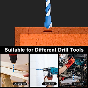 UBESTHS Concrete Drill Bit Set 7 Pcs, Masonry Drill Bit Set 5/32"-3/8", Shockproof Hex Shank Drill Bit Set, Industrial Carbide Drill Bits for Class/Brick/Plastic/Cement/Tile