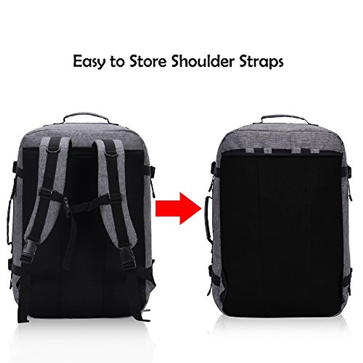 Hynes Eagle Carry on Backpack 38L Large Travel Backpack for Women Flight Approved Weekender Bag Laptop Backpack Men 15 inches Black Grey with Grey 3PCS Packing Cubes