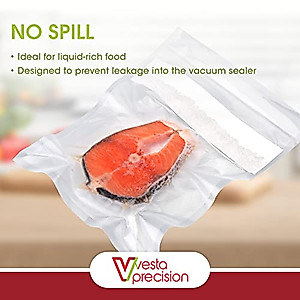 Vacuum Seal Pouches by Vesta Precision | Clear and Embossed Vacuum Sealer Bags | Liquid Block | 25 Vacuum Bags per Box (8x12)