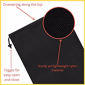 PALTERWEAR Drawstring Bag - Nylon Cinch and Ditty Stuff Pouch with Toggle (12 x 16-6 pack, Black)