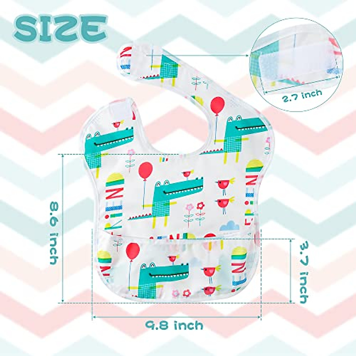 R HORSE 5Pcs Baby Bibs Set Waterproof Feeding Bibs for Babies Infants Bibs with Crumb Catcher Pocket Animals Food Bibs Sleeves Bibs Learn to Feed Shower Gifts Keepsake, 6-24 Months