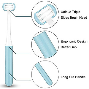 Patelai 4 Pieces Autism Toothbrush for Special Needs Soft Wrap-Around Training Tooth Brush Saving Time for Kids, Gentle Clean Tooth to Completely Cover The Toothbrush (Blue, Yellow, Green, Red)