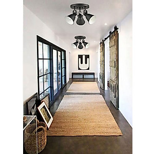 DIRYZON EUL Multi-Directional Ceiling Spot Light,Adjustable Round Track Lighting,Industrial Semi Flush Mount Ceiling Light Fixtures for Bedroom Hallway Matte Black-3 Light