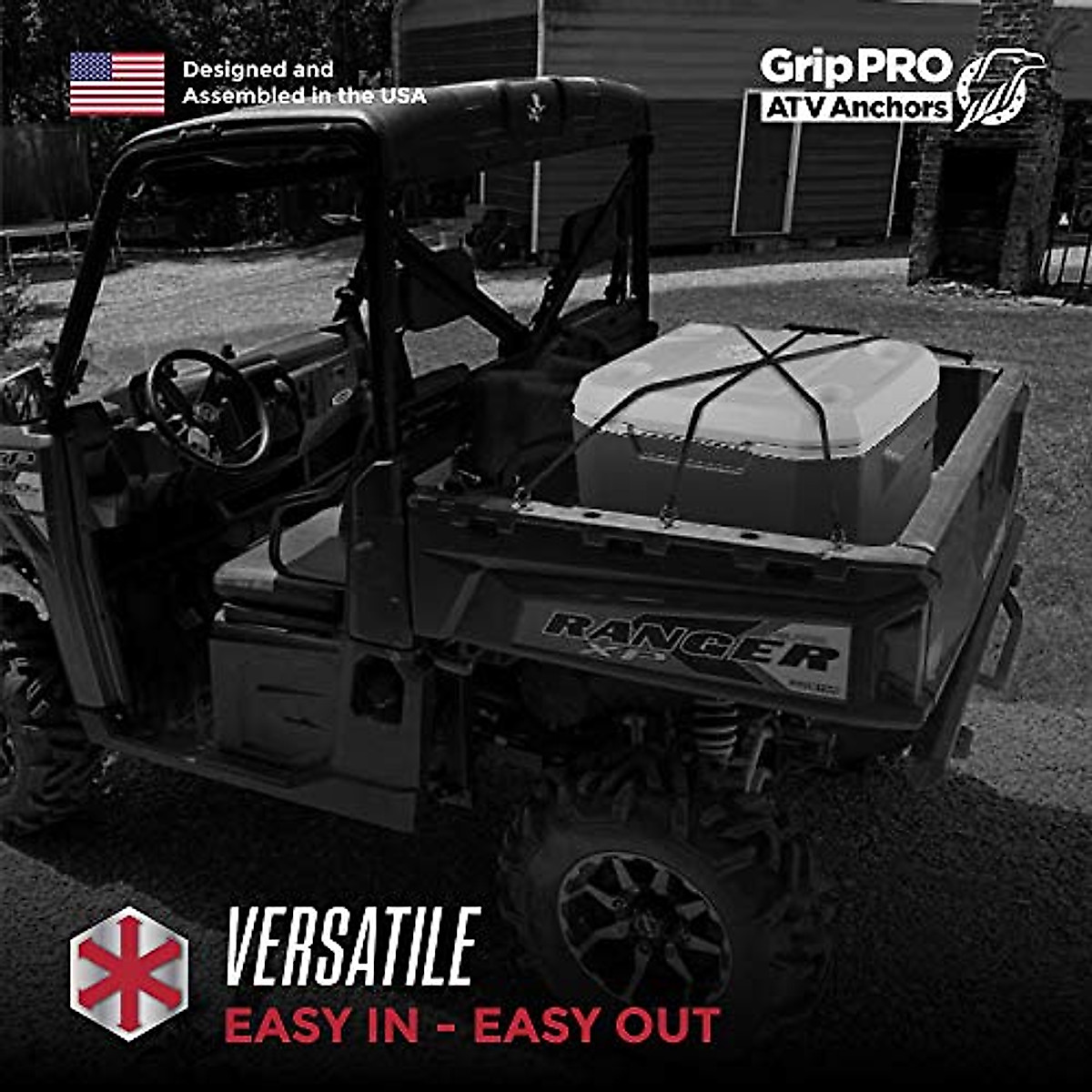 GripPRO ATV Anchors to fit Polaris Ranger & General Lock & Ride - ATV Tie Down Anchors Set of 6 - OEM Quality Fit ATV Lock and Ride Accessories - Patented Design - Will NOT FIT RZR