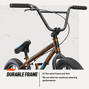 Mongoose Legion L40 Kids Freestyle BMX Bike, Intermediate Rider, Boys and Girls Bikes, 20-Inch Wheels, Hi-Ten Steel Frame, Micro Drive 25x9T BMX Gearing, Copper