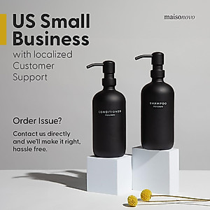 MaisoNovo Soap Dispenser 3-Piece Set | 16.9oz White Bottles with Black Stainless Steel Pumps