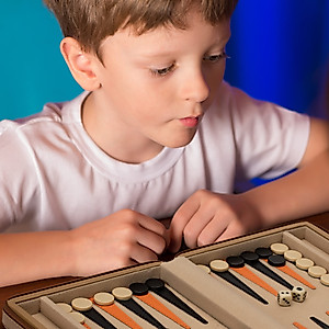 Yellow Mountain Imports Travel Magnetic Leatherette Backgammon Mini Game Set, Bozcaada - with Magnetic Checkers, 9-inch Board