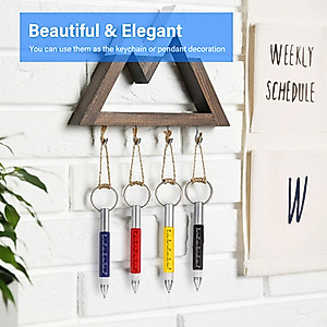 4 Pieces 6 In 1 Multitool Tech Tool Pen Key Ring Screwdriver Pen with Ruler, Two-head Ballpoint Pen Refills Metal Tool Pen for Students, Office Staff, Construction Workers, Red, Yellow, Blue, Black