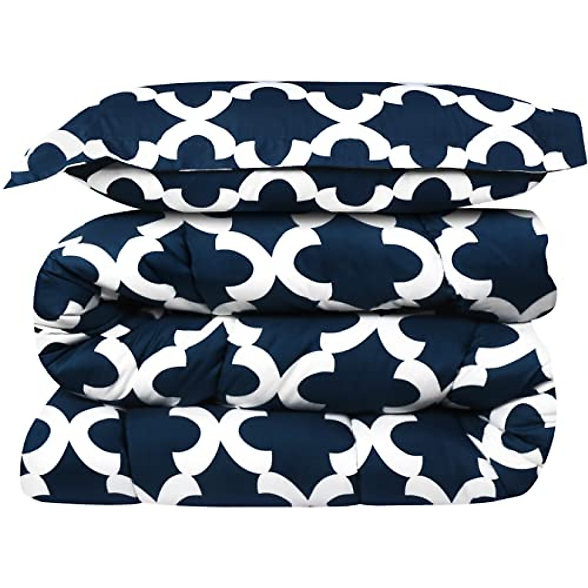 Utopia Bedding - Comforter Bedding Set with 1 Pillow Sham - 2 Pieces Bedding Comforter Sets - Down Alternative Comforter - Soft and Comfortable - Machine Washable, Quatrefoil Navy, Twin