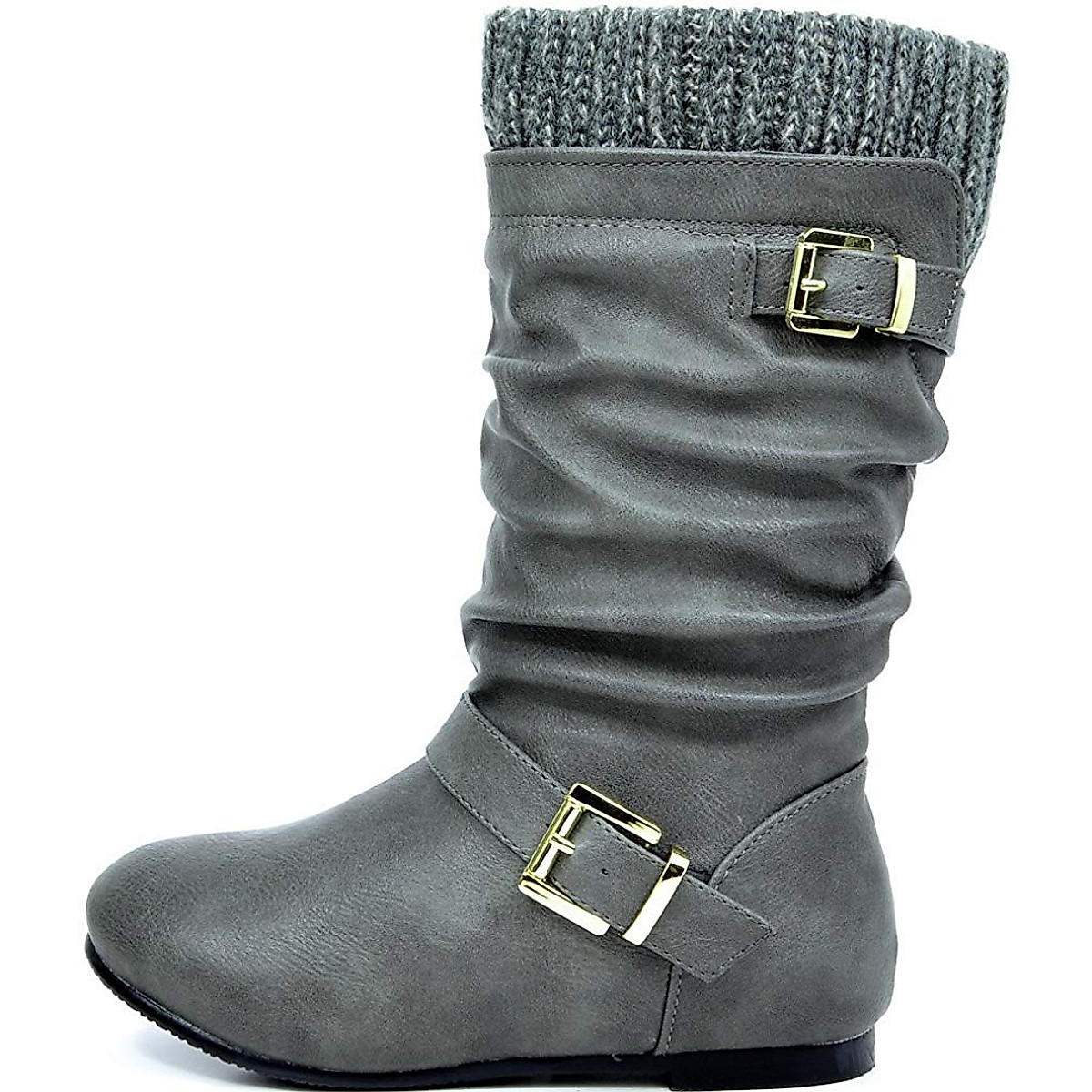 DREAM PAIRS Little Kid KLOUCH Grey Knit Sweater Knee High Winter Boots - 2 M US Little Kid