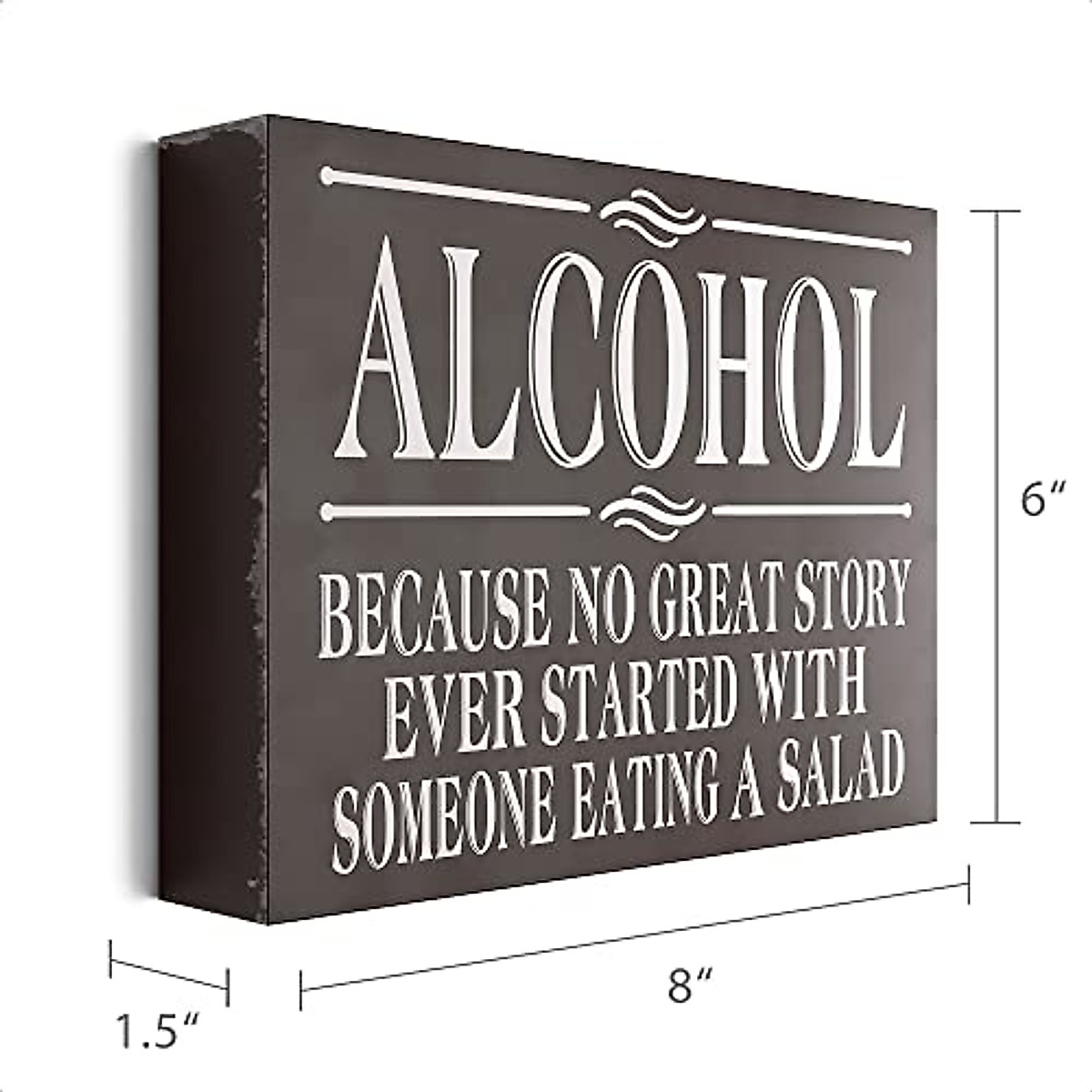 Barnyard Designs 'Alcohol Because' Wooden Box Sign, Funny Desk Decor, Primitive Decor Office Desk Decorations Women Office, Bathroom Shelf Decor, Funny Office Decor Humor, 8x6