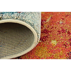 Unique Loom Estrella Collection Distressed, Floral, Abstract, Modern, Bright Colors Area Rug, 5' 0" x 8' 0", Multi/Blue