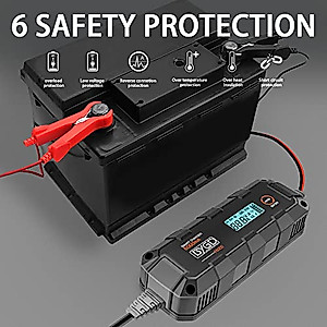 Portable Car Battery Charger Automotive 6V 12V Battery Charger Maintainer Fast Car Charger Smart Battery Chargers with LCD Display Trickle Charger for Car