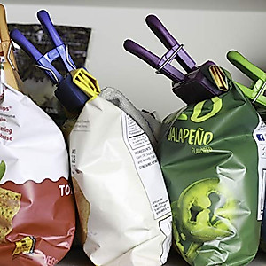 Chef Craft Vibrant Plastic 4 Piece Large Bag Clip Set, 4-Pack, Green/Blue/Orange/Purple