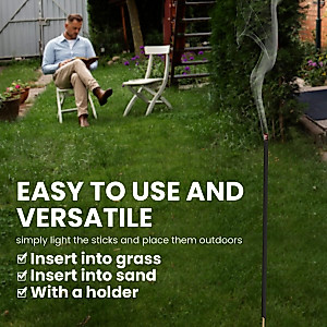 120 Pack Mosquito Repellent Sticks, Deet Free Citronella Incense Sticks Plant-Based, for Outdoor Indoor Use During Patio, Camping Trips, Picnics, Backyards Activities, Long Lasting Bug Protection