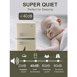 KRIB BLING 3.5 CU.FT Compact Refrigerator 2 Door Mini Fridge with Freezer, Mini Refrigerator with Removable Glass Shelves Small Drink Food Storage Cooler for Office, Dorm, Apartment, Cream