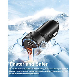 USB C Car Charger 2-Pack, Eversame 36W PD3.0 & QC3.0 Dual USB Fast Car Charger Adapter for Samsung Galaxy S22/S21/Google Pixel 6/iPhone 14/14 Pro Max/14 Pro/14 Plus/13/12/iPad Pro-6FT C-C Cable-Black