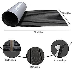 KXKZREN EVA Foam Boat Flooring Faux Teak Boat Decking Sheet Marine Mat Non-Slip Self-Adhesive Flooring Sheet for Pontoon Motorboat RV Yacht Kayak Swimming Pool, 94" x 35"