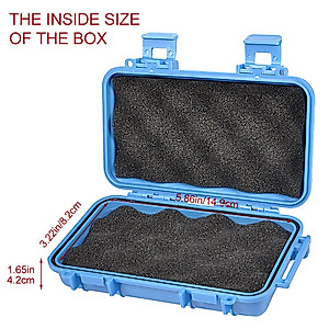 Waterproof Box Shockproof Dry Storage Box, Hard Plastic Protective Grip Carry Touch Phone Case + Foam + Handle for Fishing Camping Hiking (Small -Blue)