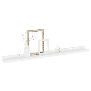 SunshineFace 31 Inch Long Floating Shelves for Wall Mounted, MDF Picture Ledge Floating Shelf Set of 4, Wall Shelves for Bedroom, Living Room, Office, Nursery, Kitchen Storage(White, 31.5"x3.5"x1.2")