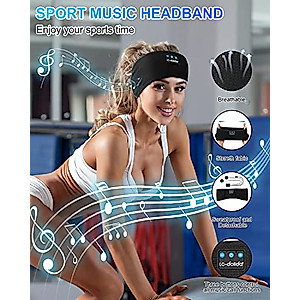 LC-dolida Bluetooth Headband, Cozy Band Wireless Sleep Headphones Sleep Mask with Thin HD Stereo Speakers Music Headband Perfect for Side Sleepers, Sport,Travel Best Gifts for Men Women