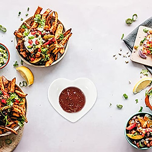 Anneome 6pcs Chip Shaped Decorative Multipurpose Bowl Nuts Japanese Heart Condiment Droies Sushi White Tray Appetizer Porcelain Sauces Ceramic Cookie Dip Wedding Holder Decoration