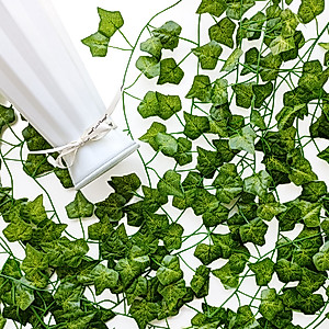 24pcs 168Ft Fake Vines Ivy Leaves Artificial Ivy Garland Greenery Hanging Plants for Wedding Garden Home Office Dorm Wall Decor