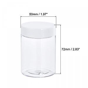 uxcell Round Plastic Jars with White Screw Top Lid, 3oz/ 100ml Wide-mouth Clear Empty Containers for Storage, Organizing 6Pcs