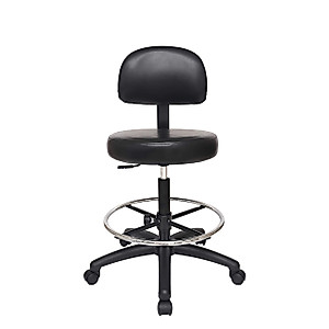 Chair Master Adjustable Chair/Stool for Exam Rooms, Labs, Doctor and Dentist Offices. Easy to Clean! 24"-34" Seat Height. 18" Foot Ring (Tall Bench Height, Black)