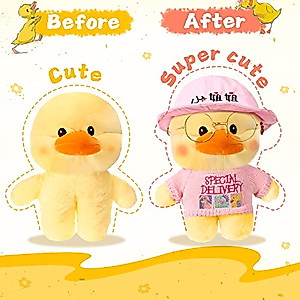 6 Pcs 12 Inch Duck Stuffed Animals Clothes Duck Clothes Accessories Include Cute Clothes Glasses Hat Kawaii Plush Doll Clothes for Ducks Dress up DIY Gift(Vintage Style)