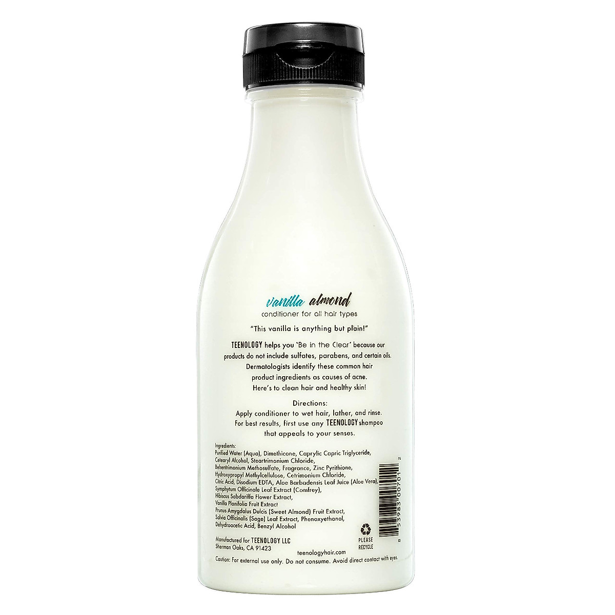 TEENOLOGY Shampoo and Conditioner Bundle (Save 5%) - Helps with Acne and Breakouts - Sulfate and Paraben Free, Noncomedogenic, Natural Botanical Extracts, Vanilla Almond - 16 oz.