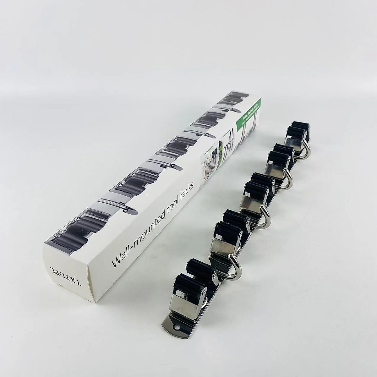 TXTDPL Wall-mounted tool racks, 5 Racks and 4 Hooks Mop and Broom Holder Wall Mount, Self Adhesive Heavy Duty Broom Hanger Organizer Storage Tool Racks for Kitchen Garden Laundry Garage