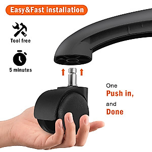 Office Chair Wheels - 2 Inch Chair Caster Wheel Set of 5, Heavy Duty Chair Wheel Replacement Supports 1000 lbs, No Noise, Suitable for Hardwood Floors and Carpets